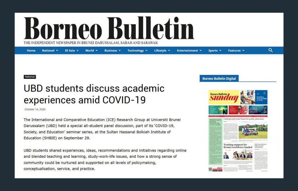 ICE Student Seminar in the Borneo Bulletin – International and ...